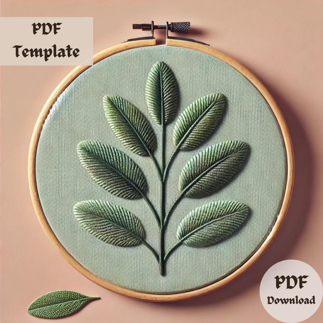 Sage Sprig Embroidery Pattern, Nature-inspired Hand Embroidery PDF ...