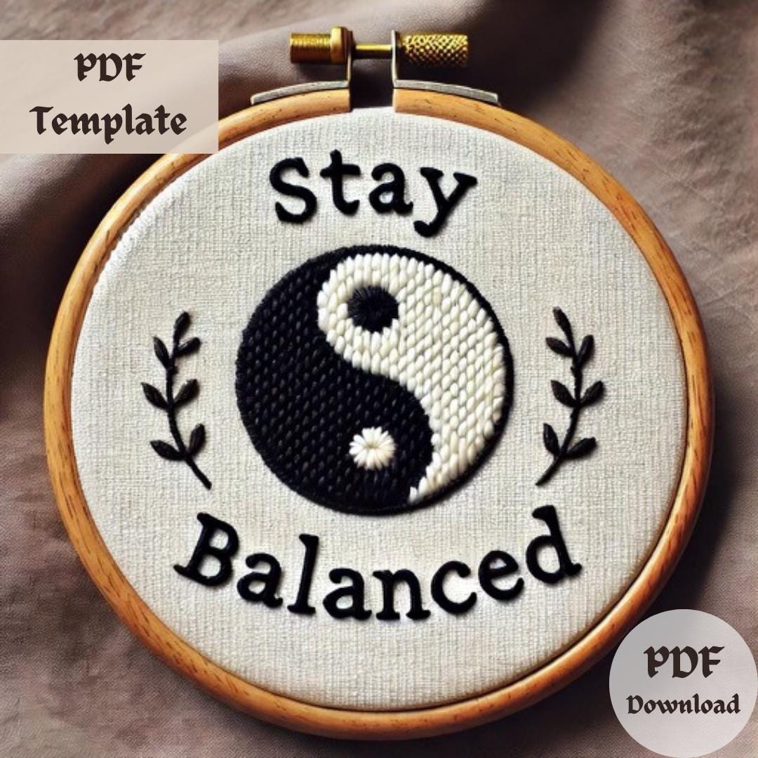 Stay Balanced Embroidery Pattern, Stones Stack Hand Embroidery PDF, Zen ...