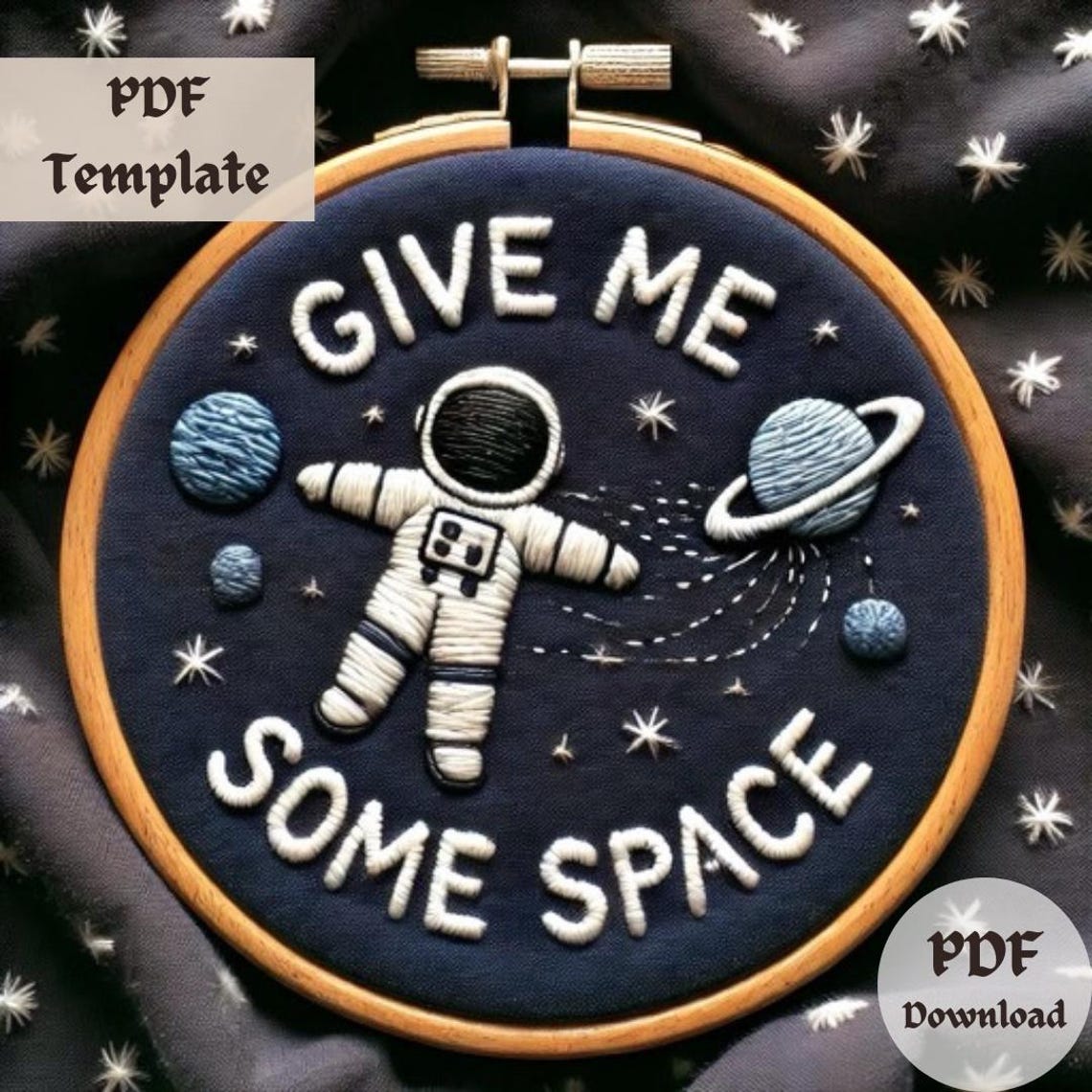Give Me Some Space Embroidery Pattern, Astronaut Hand Embroidery PDF ...