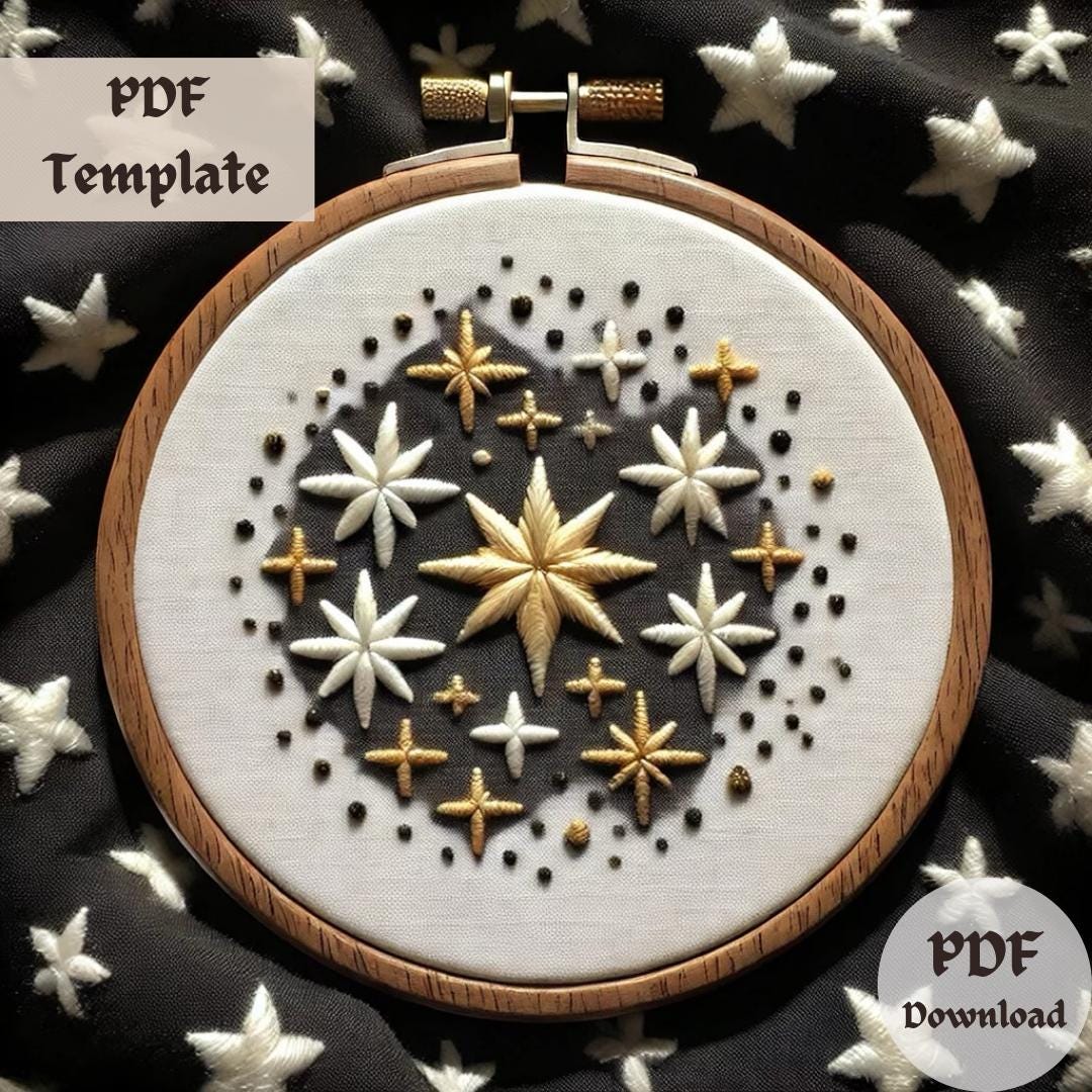 Star Cluster Embroidery Pattern, Cosmic Hoop Art, Astronomy Stitching ...