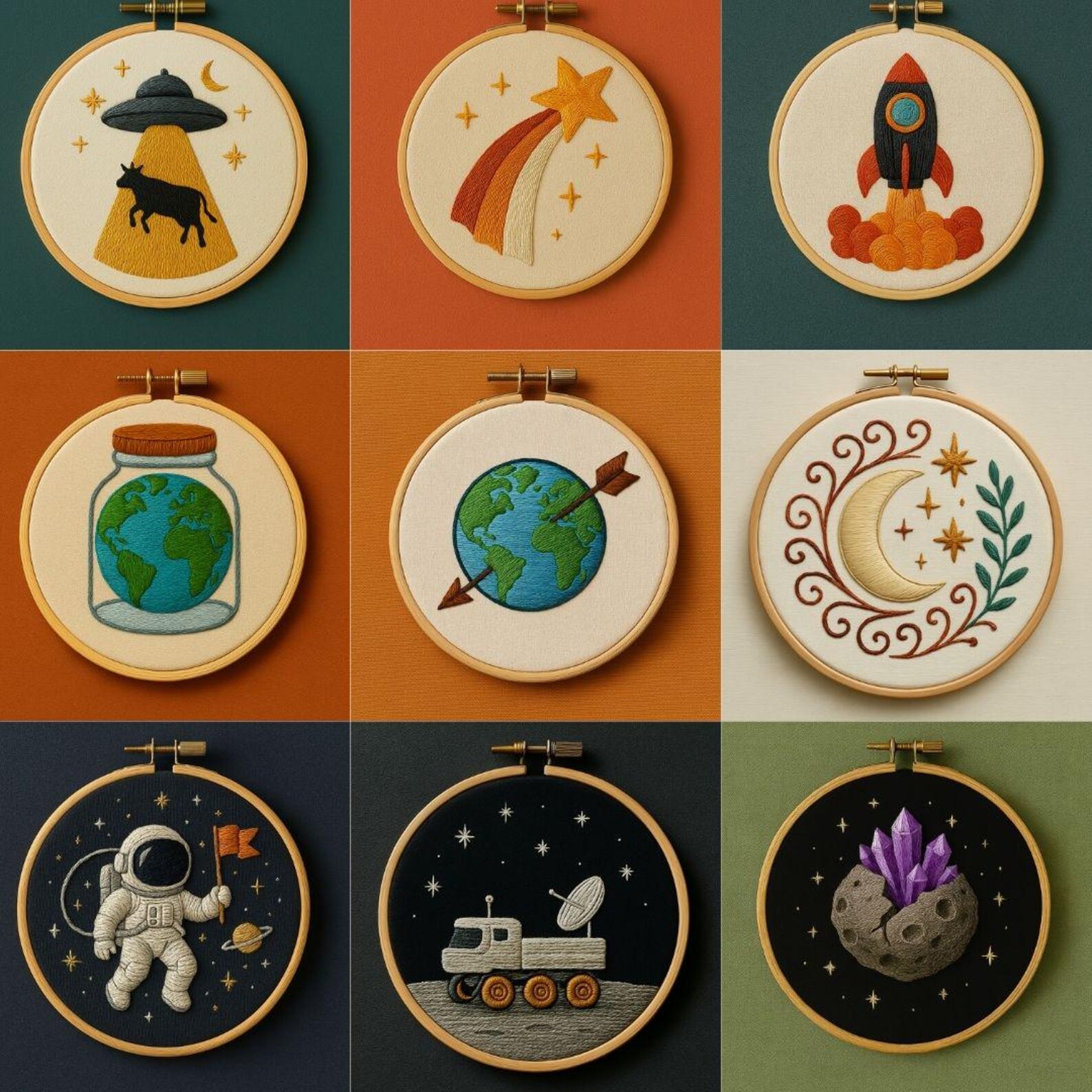 Space Hand Embroidery Pattern Bundle, 70+ Outer Space Stitch Designs ...