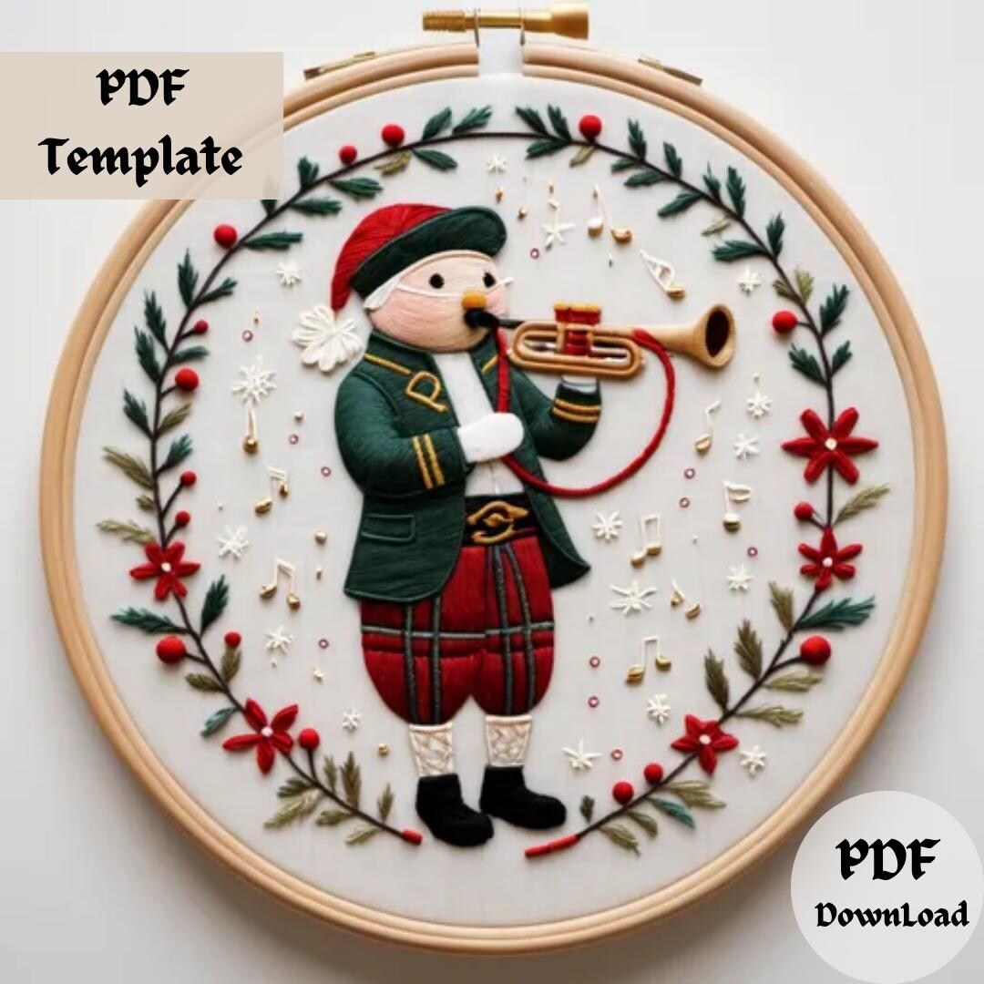 Pipers Piping Embroidery Pattern Day 11 of Twelve Days of Christmas ...