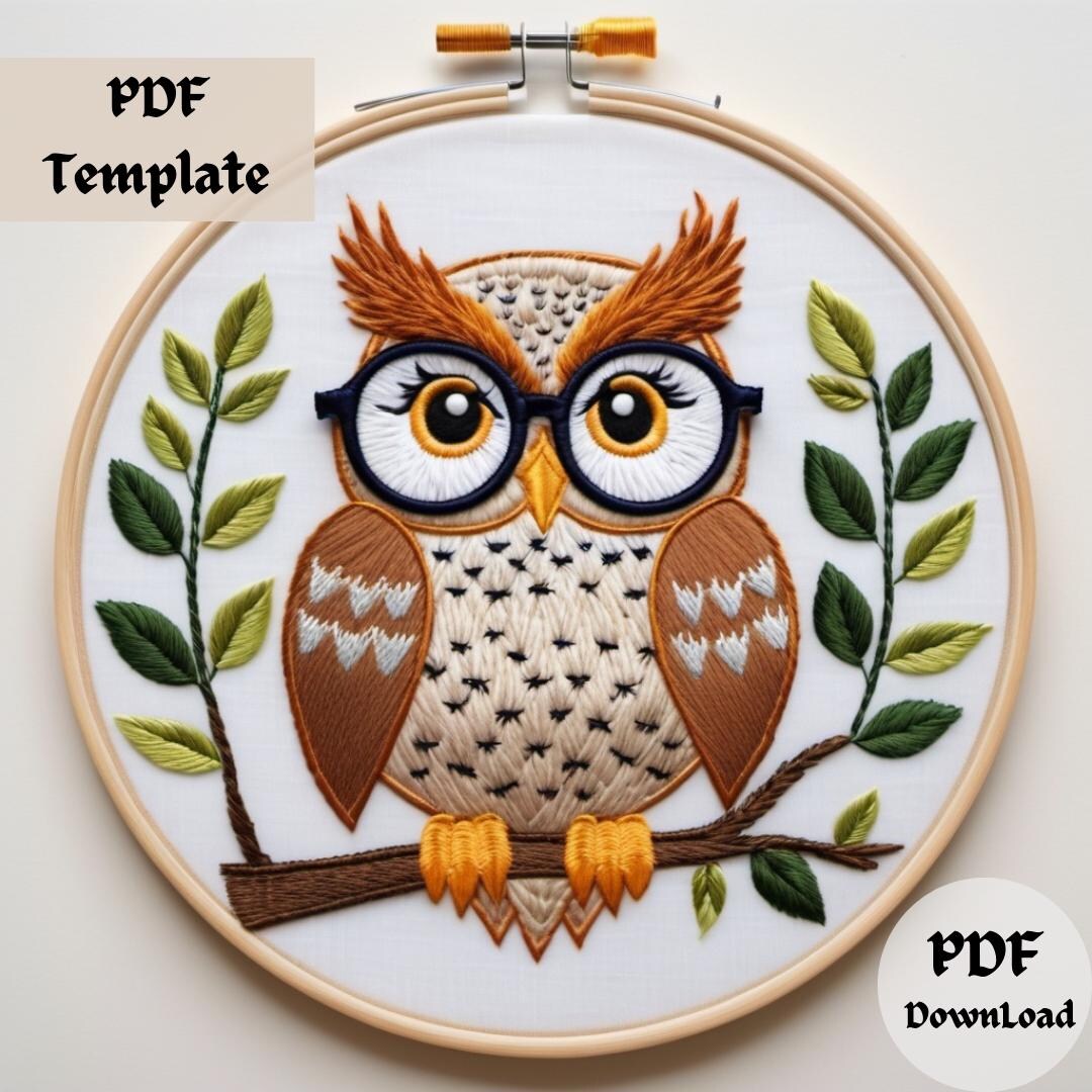 Owl Embroidery Pattern PDF, Woodland Owl Hand Embroidery, Nature ...