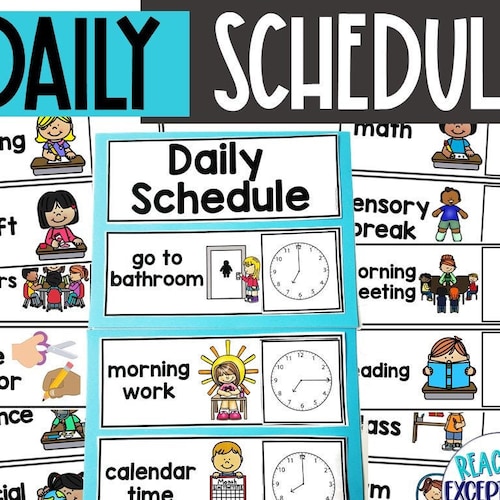 Boho Rainbow Classroom Daily Visual Schedule Editable - Etsy