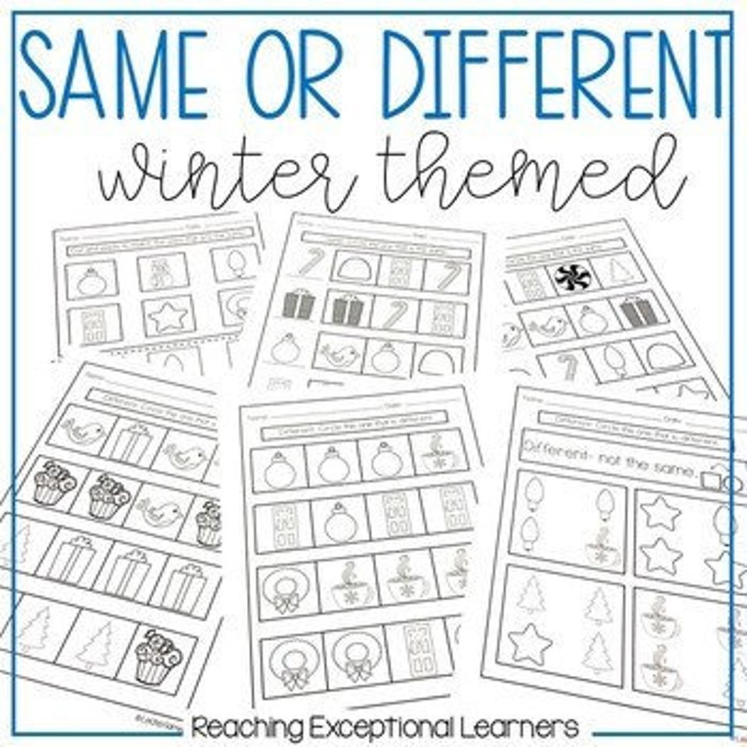 Same or Different Winter Worksheets Special Education - Etsy