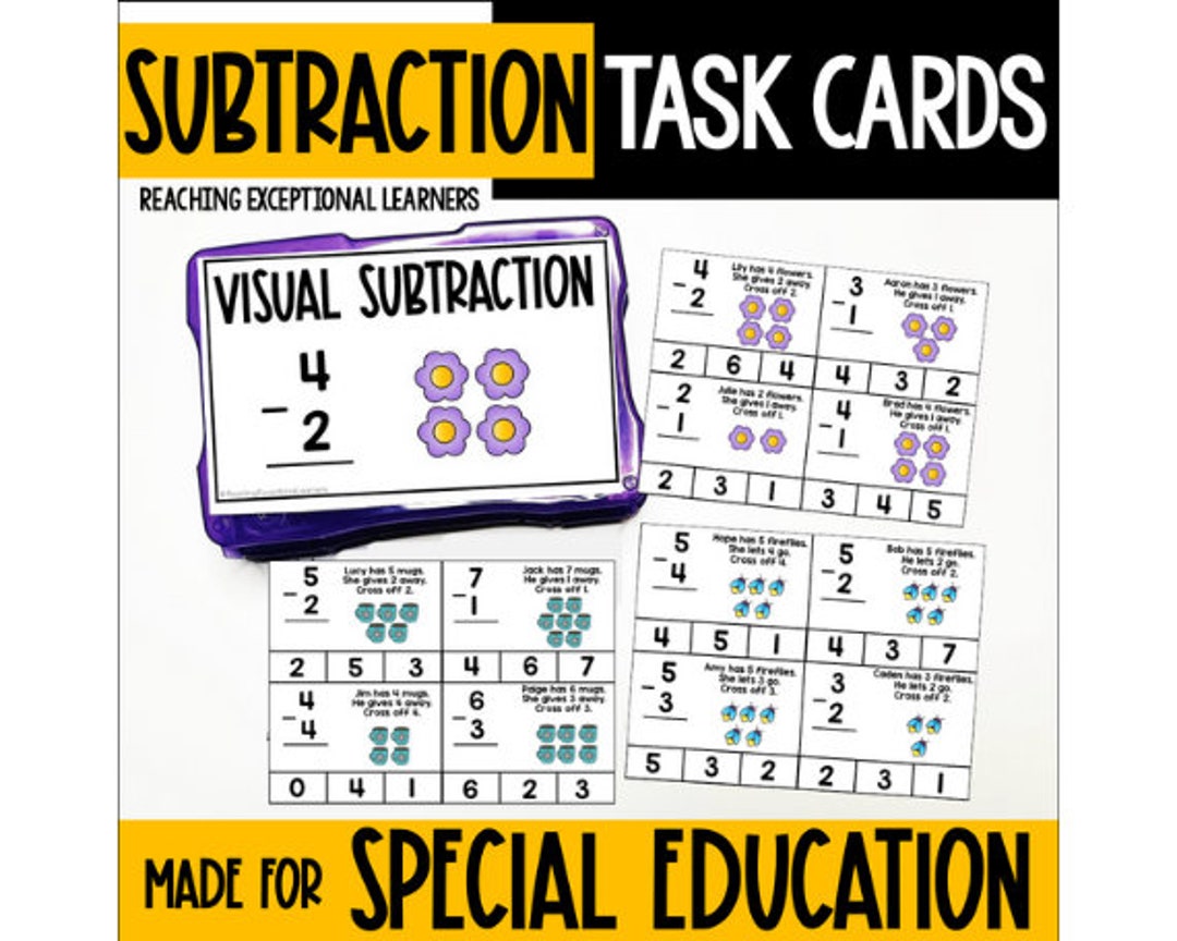 Visual Subtraction Task Cards - Etsy