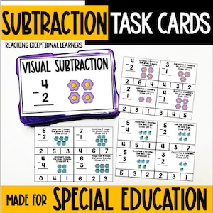 Visual Subtraction Task Cards - Etsy