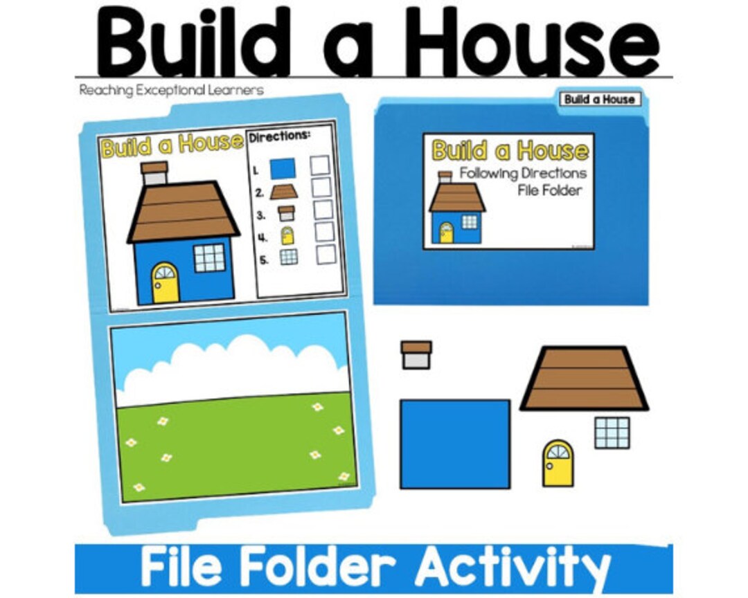 Following Directions File Folder: Build a House - Etsy