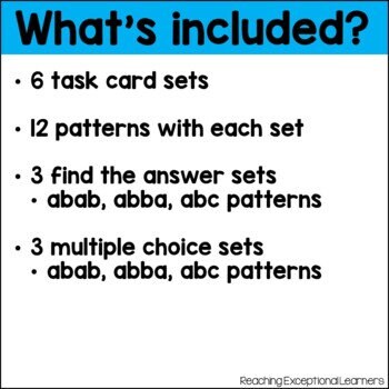 Patterns Task Cards Special Education - Etsy
