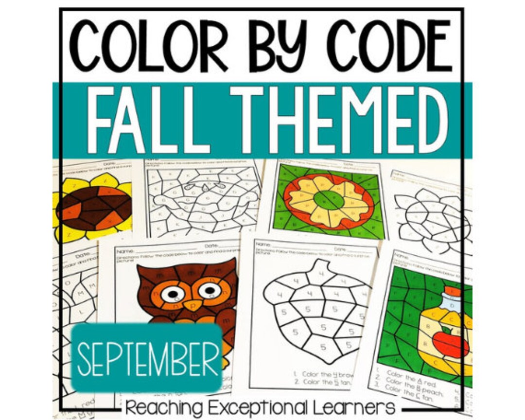 September Color by Code Worksheets - Etsy