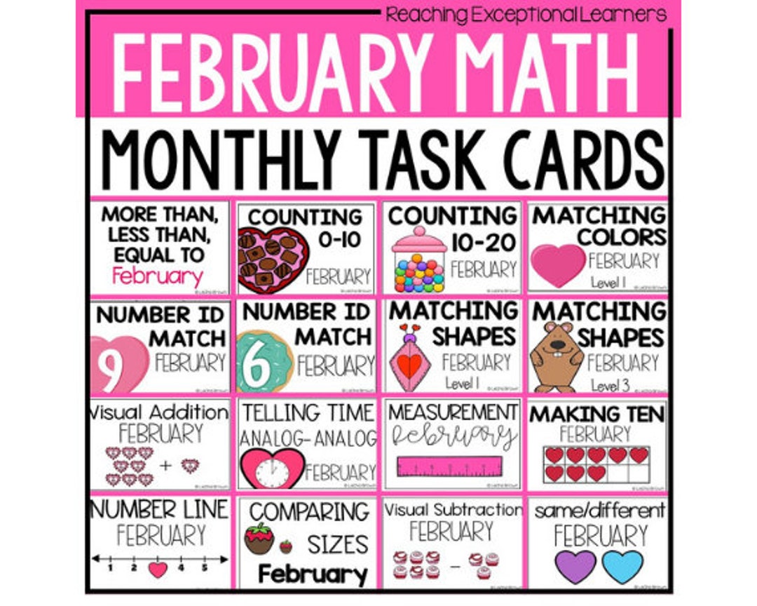 February Math Task Boxes - Etsy