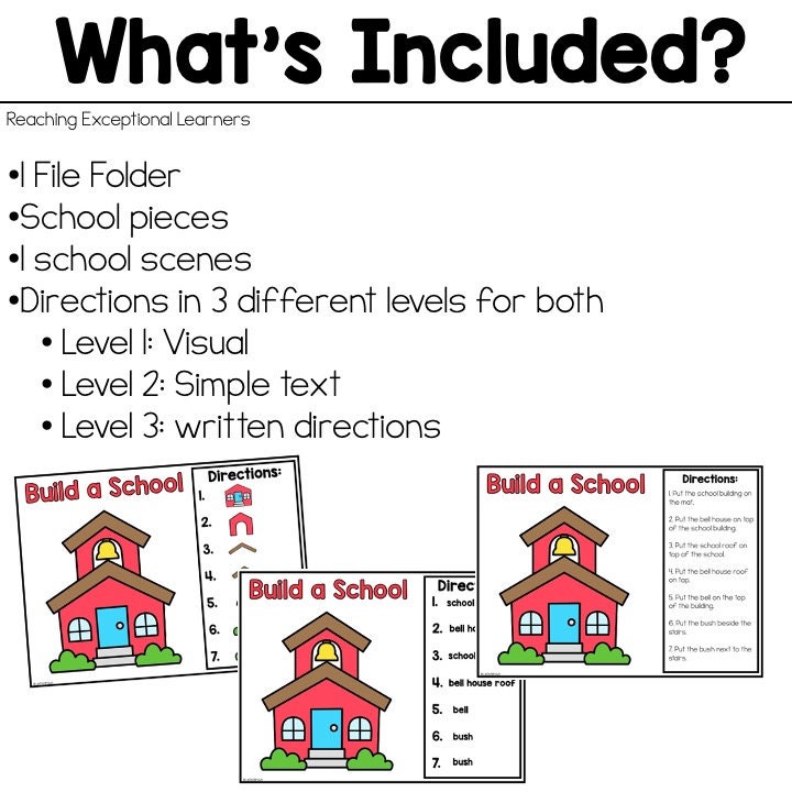 Following Directions File Folder: Build a School - Etsy