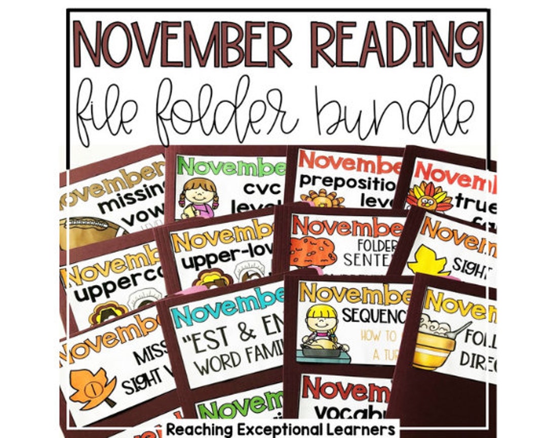 November Reading File Folder Bundle - Etsy