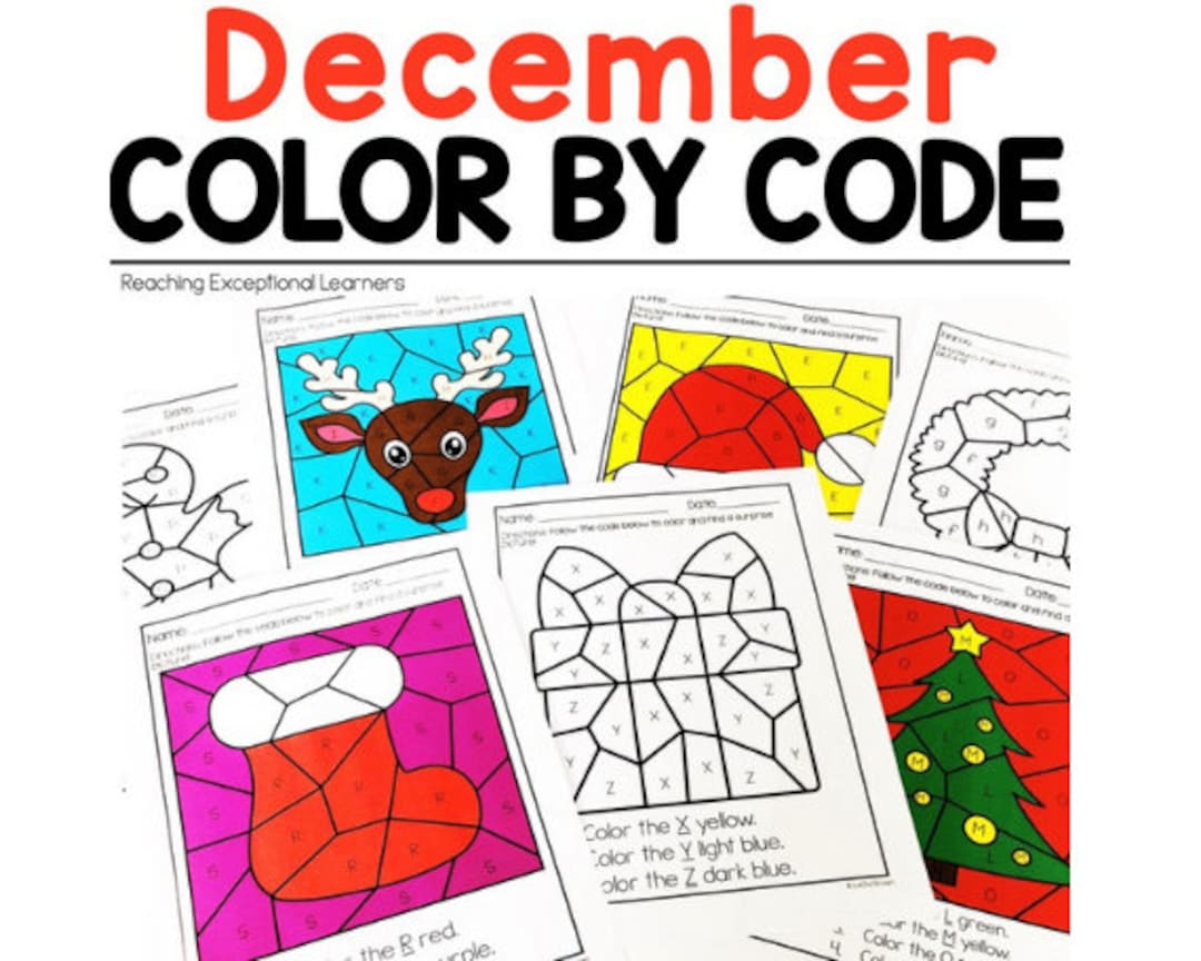 December Color by Code Worksheets - Etsy