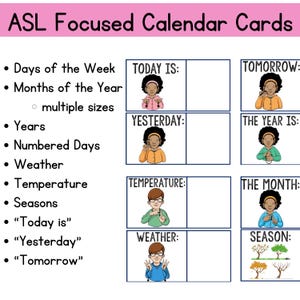 ASL Calendar Time Set Special Education - Etsy