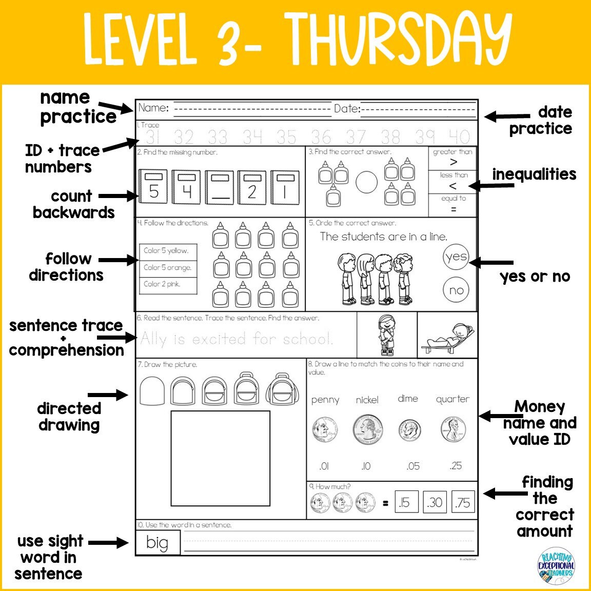 Back to School Morning Work Level 3 - Etsy