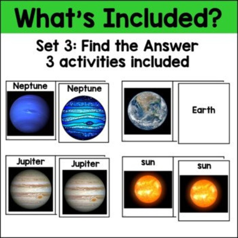 Solar System Task Cards Special Education - Etsy