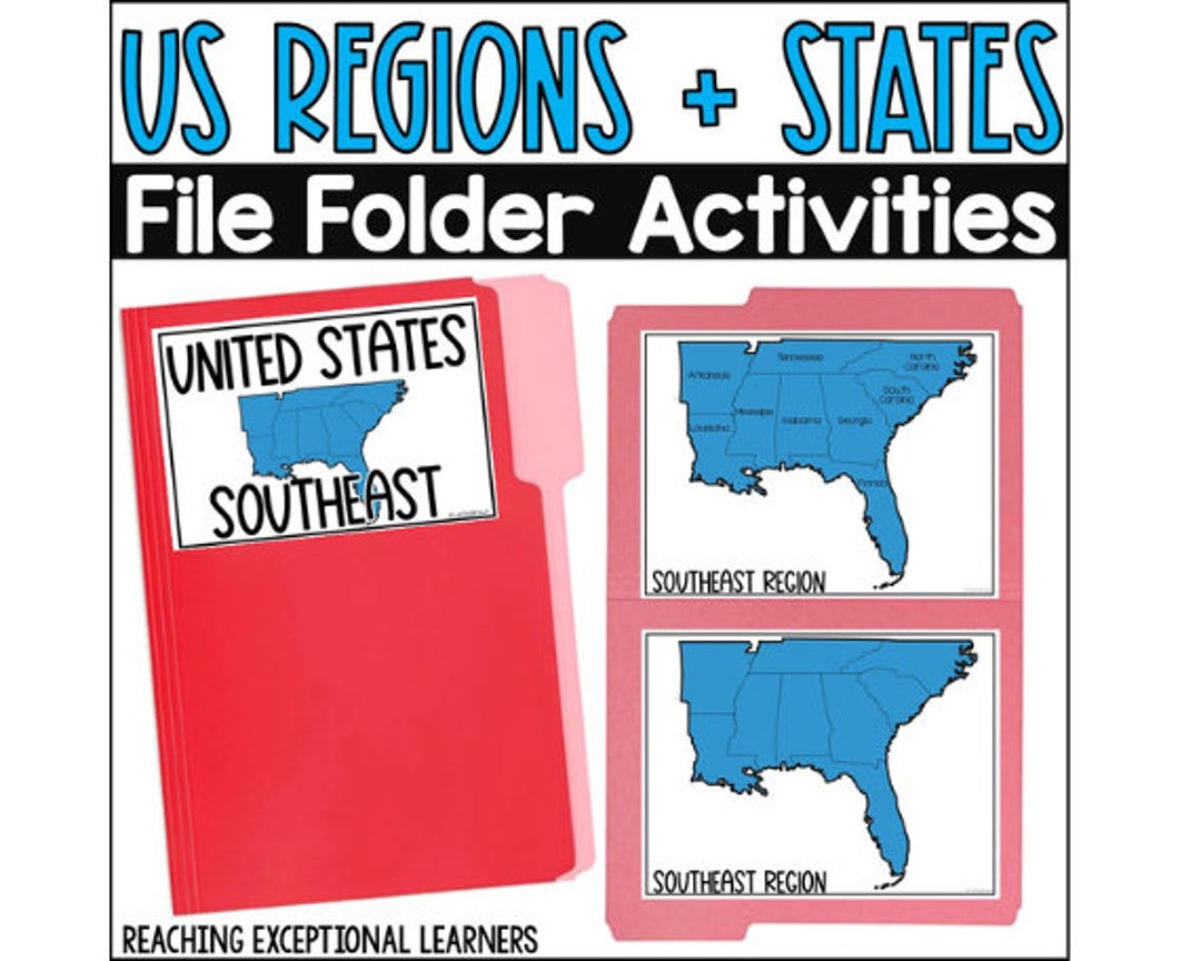 US Regions and States File Folder Activities - Etsy