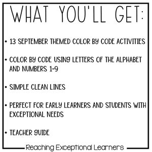 September Color by Code Worksheets - Etsy