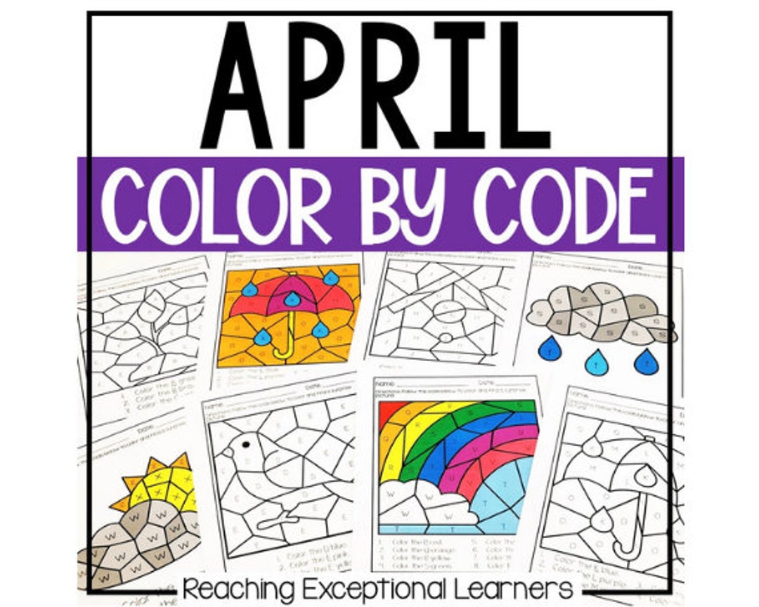 April Color by Code Worksheets - Etsy