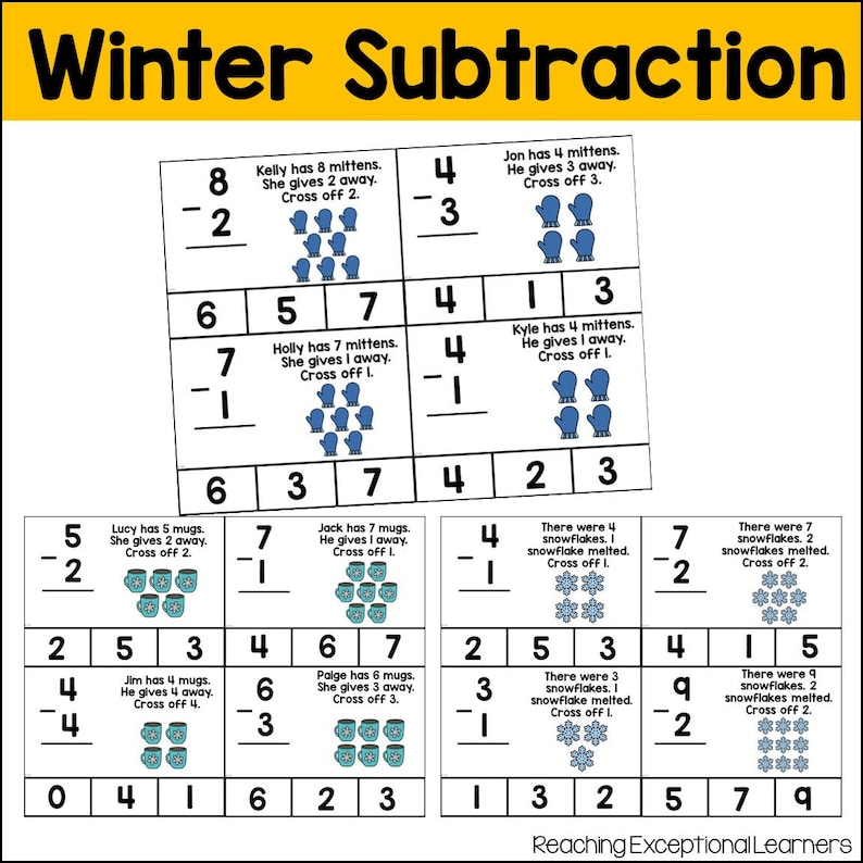 Visual Subtraction Task Cards - Etsy