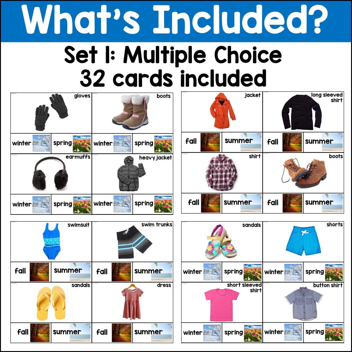 Dressing for the Seasons Task Cards - Etsy