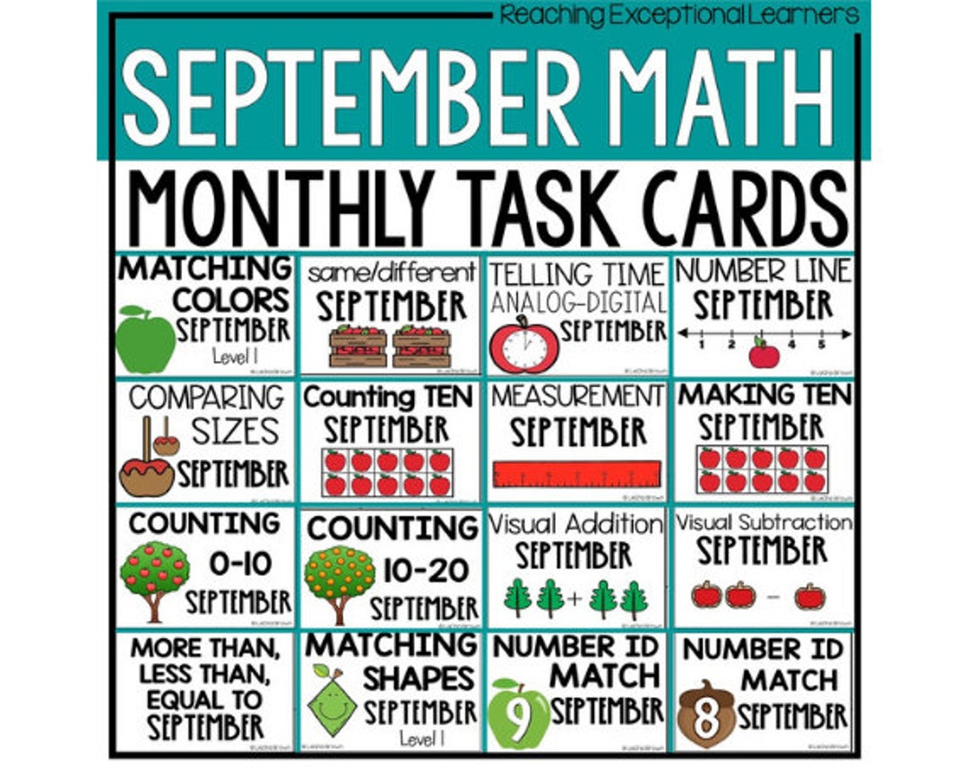 September Math Task Boxes - Etsy