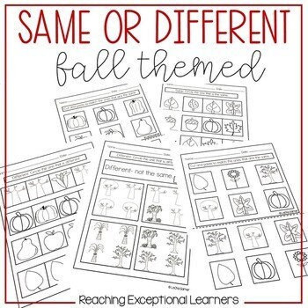 Same or Different Fall Worksheets Special Education - Etsy