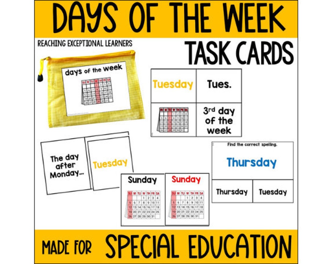 Days of the Week Task Cards Special Education - Etsy