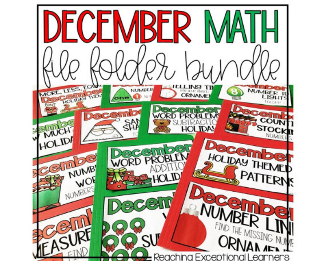 December Math File Folder Bundle - Etsy