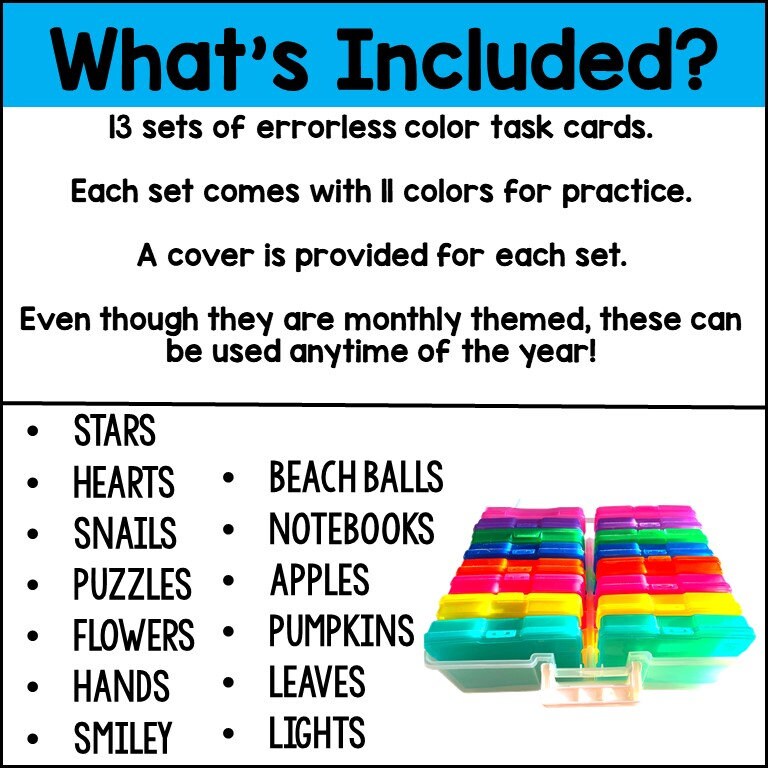 Errorless Colors Task Boxes - Etsy