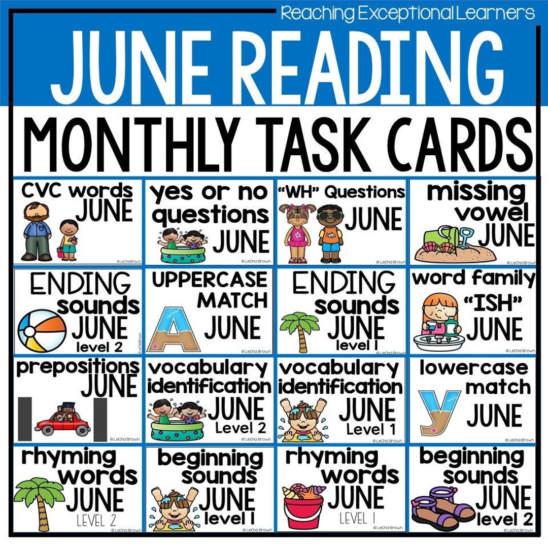 June Reading Task Boxes - Etsy