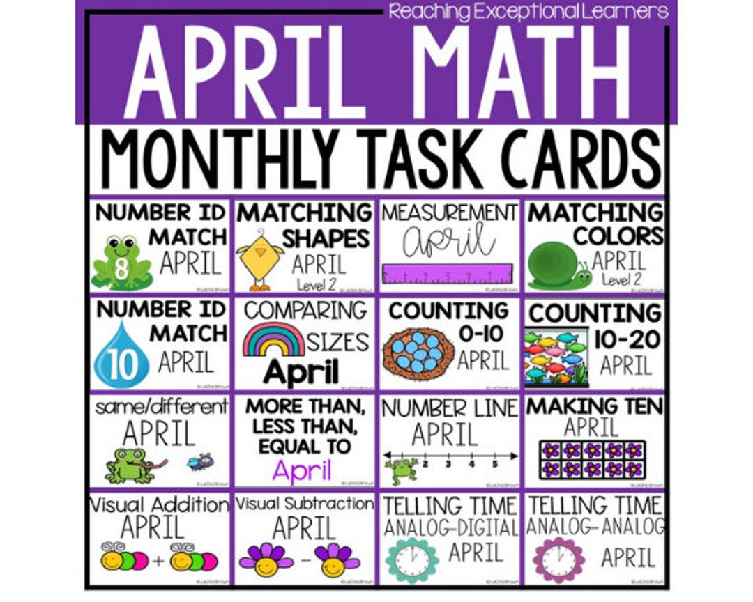 April Math Task Boxes - Etsy