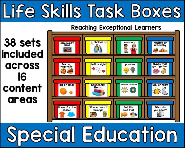 Life Skill Task Boxes Special Education - Etsy Life Skill Task Boxes Special Education - Etsy