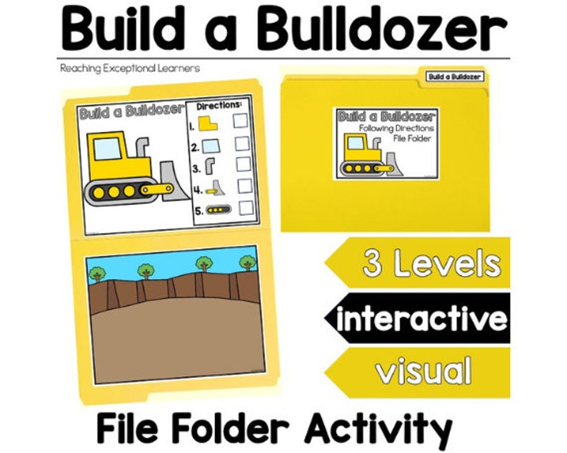 Following Directions File Folder: Build a Bulldozer - Etsy