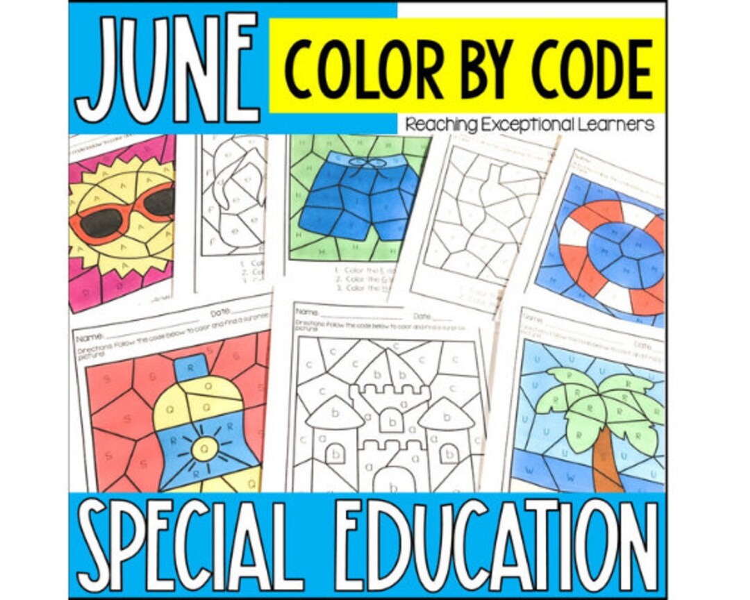 June Color by Code Worksheets - Etsy