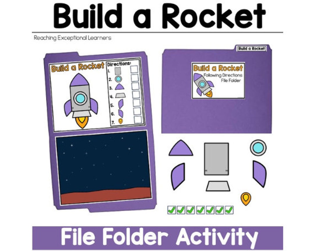 Following Directions File Folder: Build a Rocket - Etsy