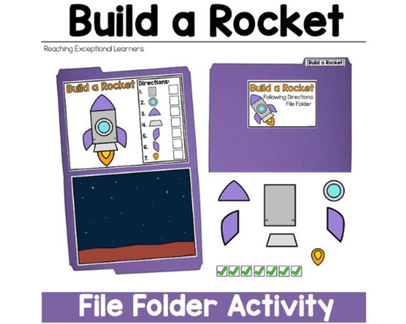 Following Directions File Folder: Build a Rocket - Etsy