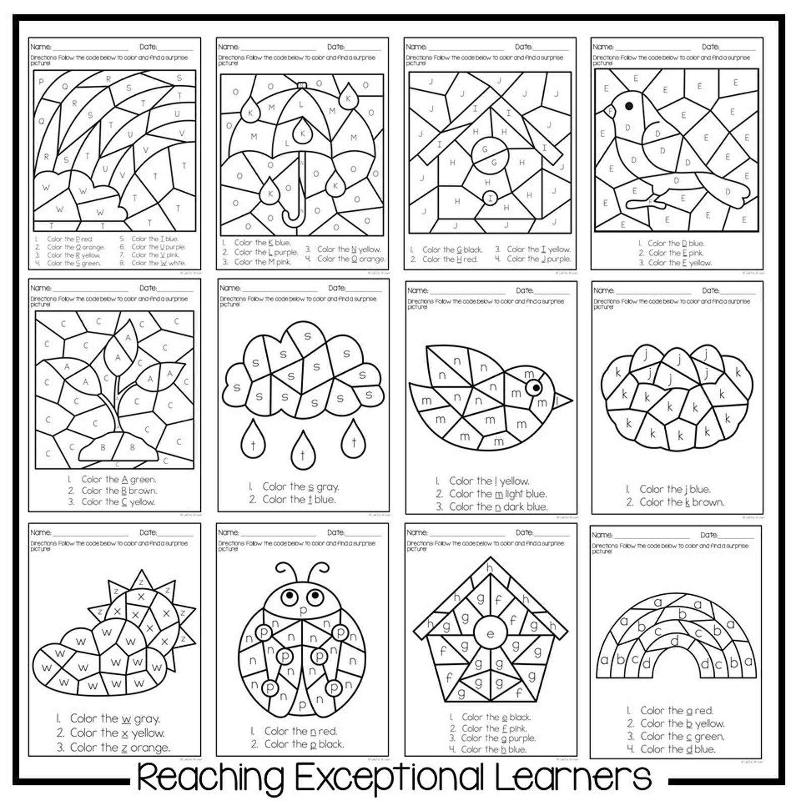 April Color by Code Worksheets - Etsy