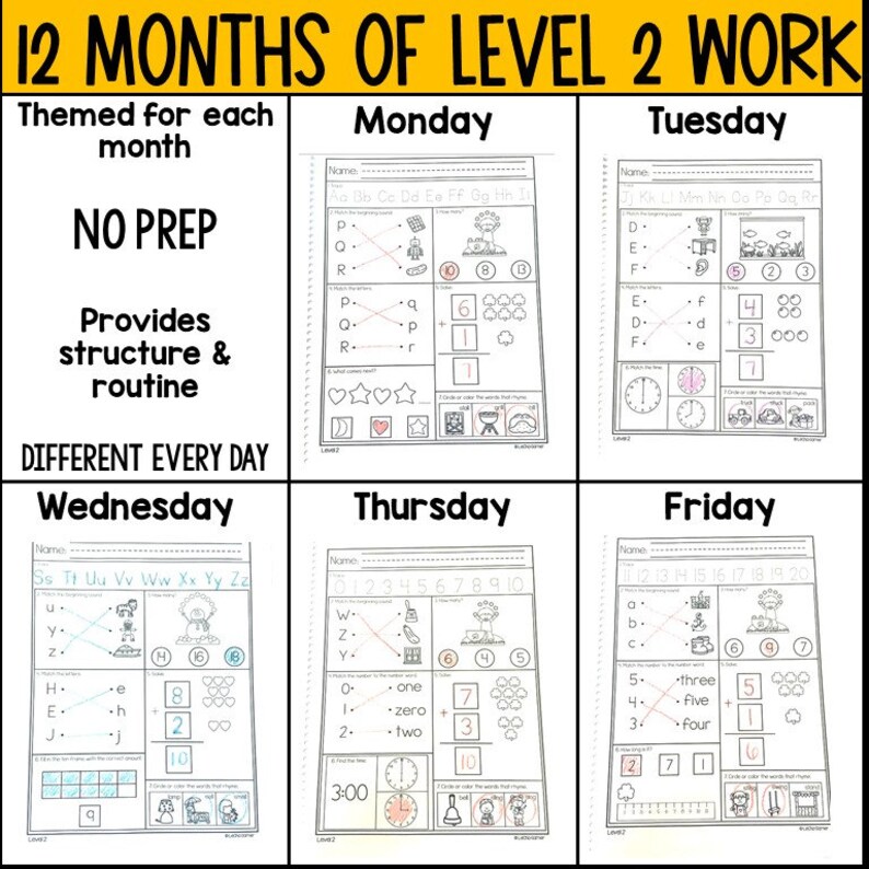 Morning Work Level 2 Special Education - Etsy