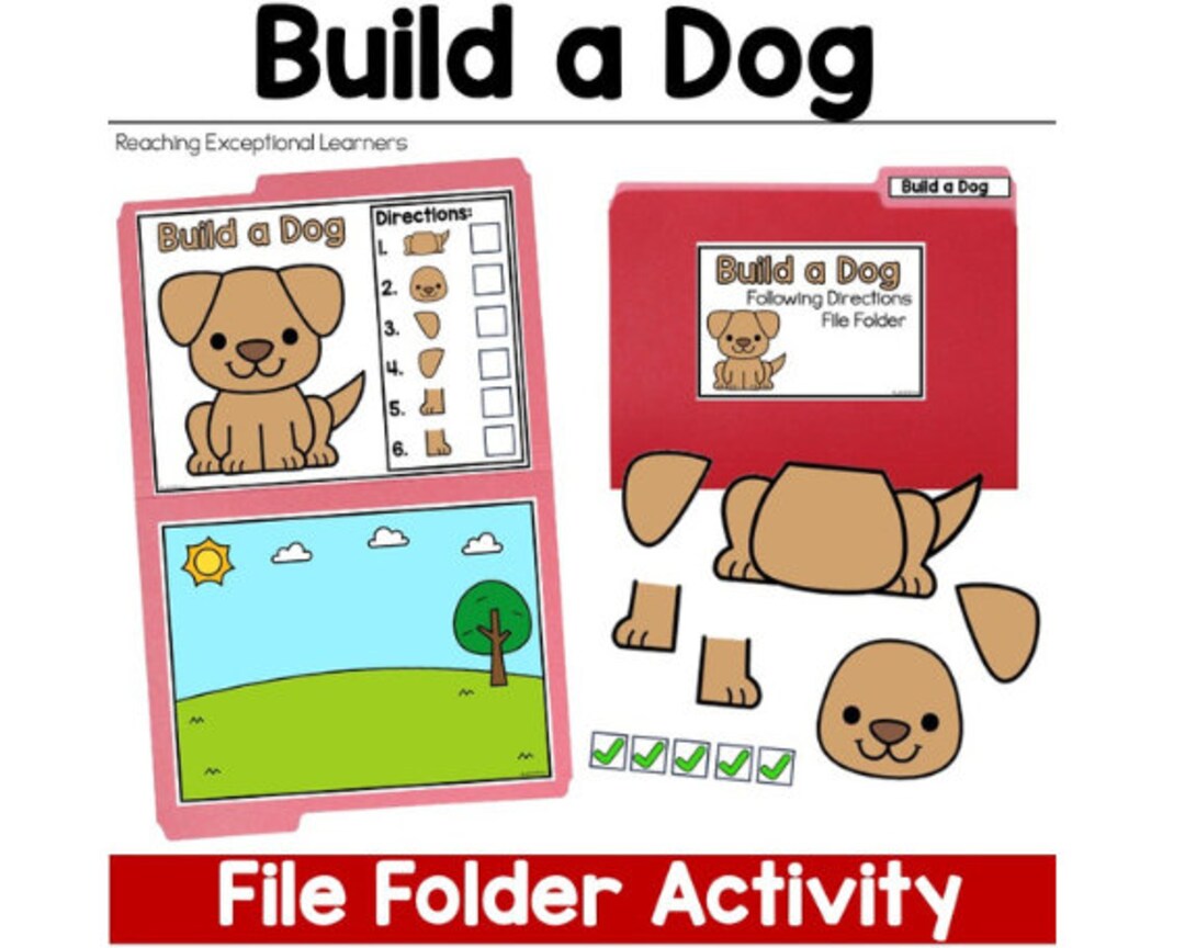 Following Directions File Folder: Build a Dog - Etsy