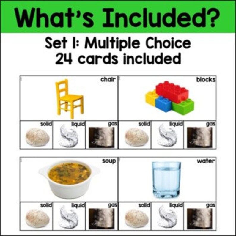 States of Matter Task Cards Special Education - Etsy