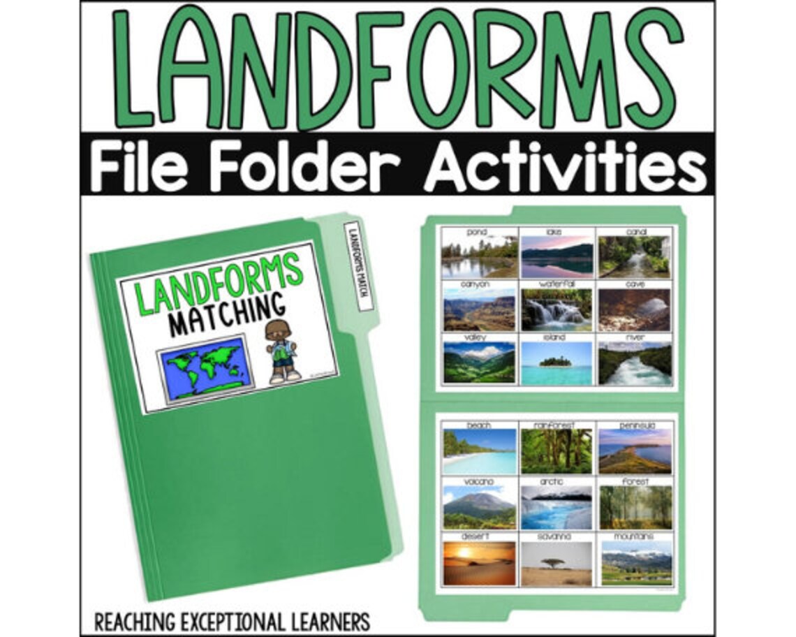 Landforms File Folder Activities - Etsy