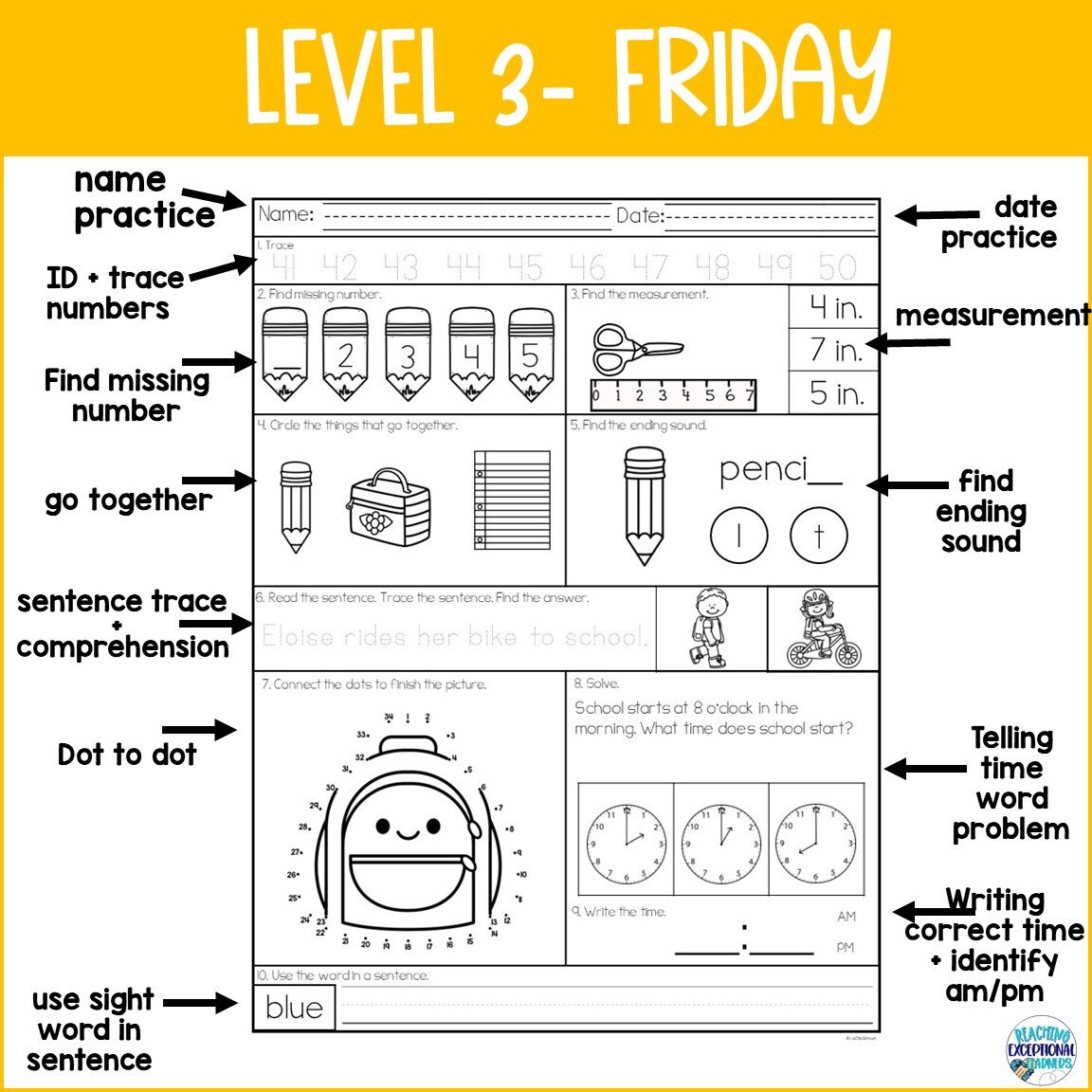 Back to School Morning Work Level 3 - Etsy