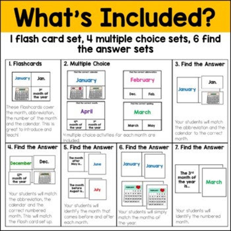 Months of the Year Task Cards Special Education - Etsy