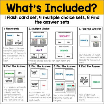 Months of the Year Task Cards Special Education - Etsy