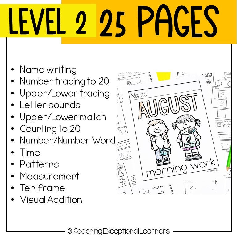 August Morning Work Level 2 - Etsy