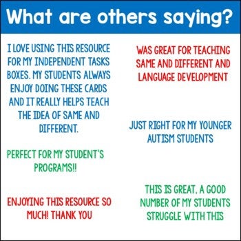 Same or Different Task Cards - Etsy