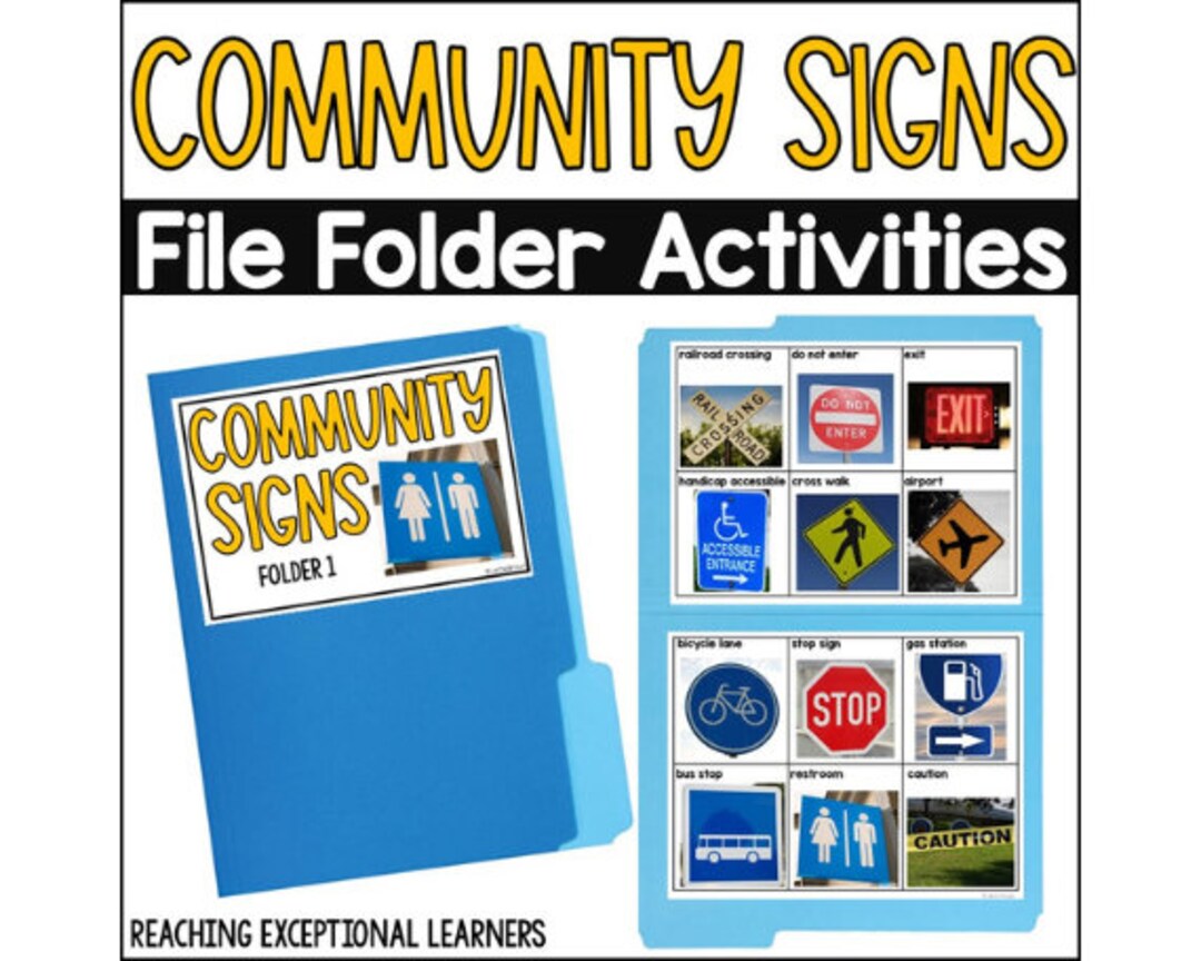 Community Signs File Folder Activity - Etsy