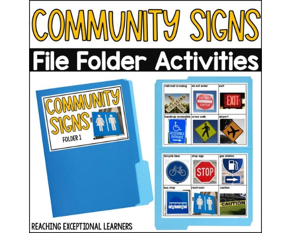 Community Signs File Folder Activity - Etsy